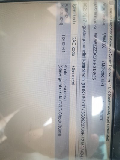 B200041 kontrol ünite arızası hata kodu