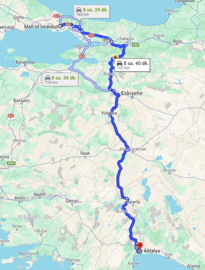 İstanbul-Antalya Hangi Yol